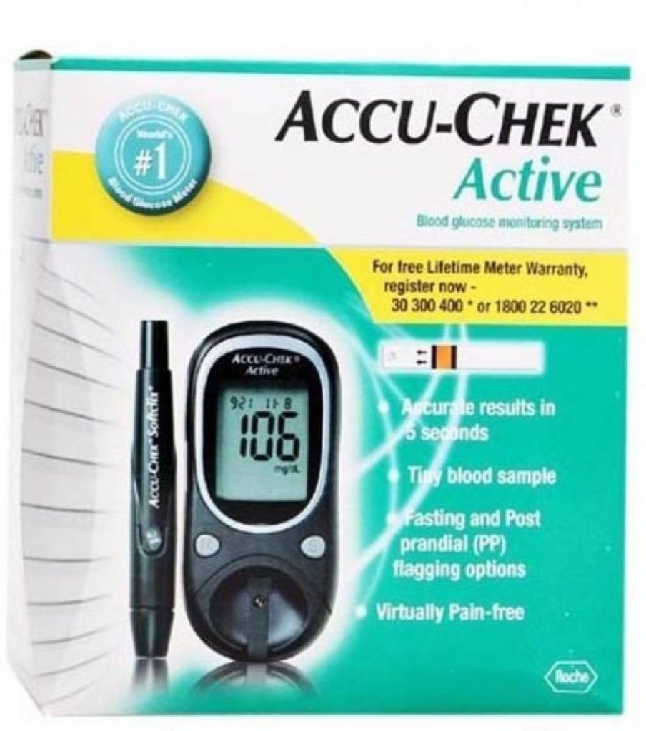 Compare & Buy Accu-Chek Active Kit with 100 Strips Glucometer Online In ...